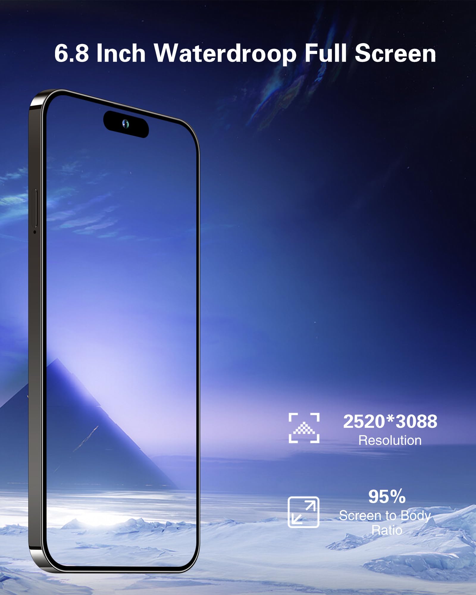 ExAchat A14 Pro Max 5G Unlocked Smartphone - 6GB+256GB Fully Unlocked Cell Phone for Android 13, 6.82" Unlocked Cell Phone, 6800mAh, 48MP Front Camera+108MP Main Camera (Black)