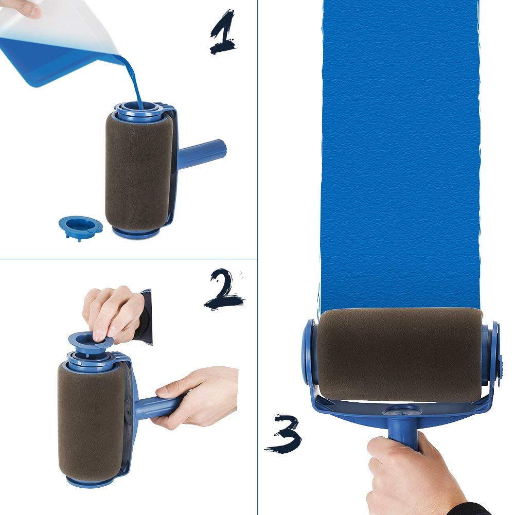 TOURACE® 9Pcs/set Paint Roller Set with Sticks Paint Roller Pro Transform Your Room in Just Minutes Quickly Decorate Runner Tool Painting Brush Set.