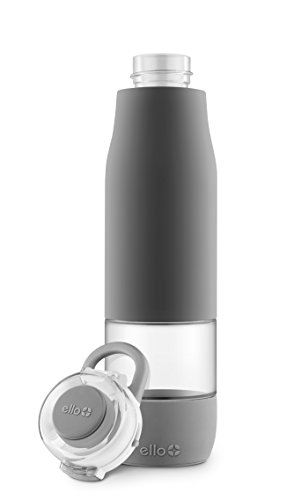 Ello Aura BPA-Free Glass Water Bottle, Grey, 24 Oz