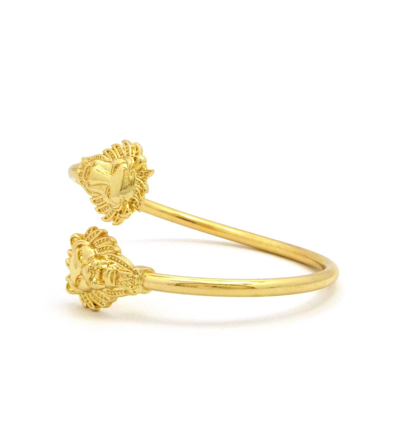 Fashion 21 Unisex Roaring Lion Head Piece Bangle Cuff Zinc Alloy Bracelet in Gold Tone (Large Size)