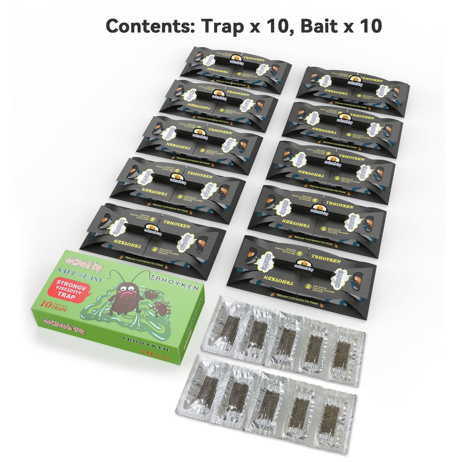Roach Trap,Cockroach Traps,Roach Killer,Roach Indoor Sticky Glue Bait for Roach Ants Spiders - Child & Pet Friendly ( Pack of 10)