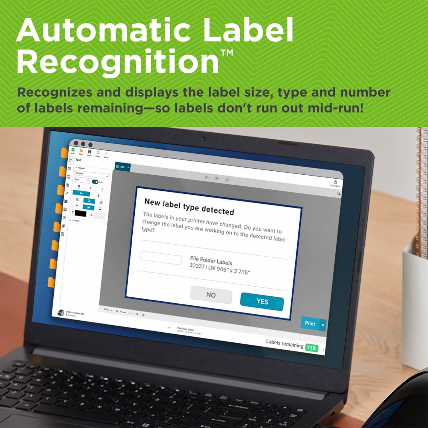 DYMO LabelWriter 550 Turbo Direct Thermal Label Maker - USB and LAN Connectivity - 90 Labels Per Minute, 300 dpi, Auto Label Recognition - BROAG Printer Cable