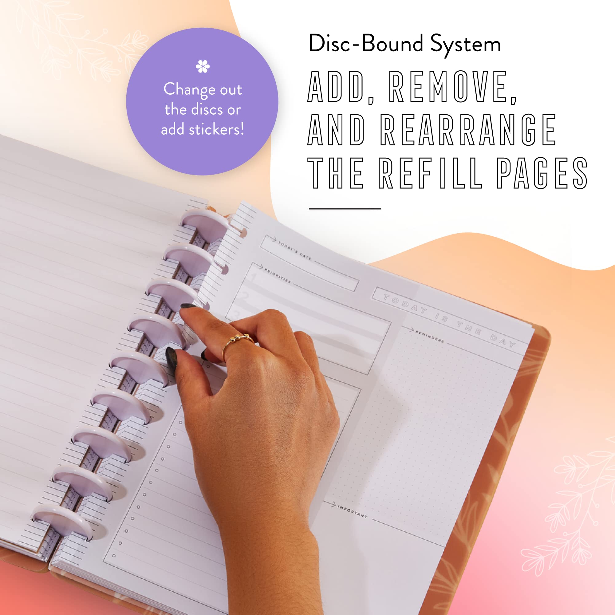 Happy Planner Plans + Notes Undated Classic-Size Planner Journal Bundle with 100-Sheet Planner Refill-Paper Pack, Neutral Farmhouse, 7" x 9 1/4"