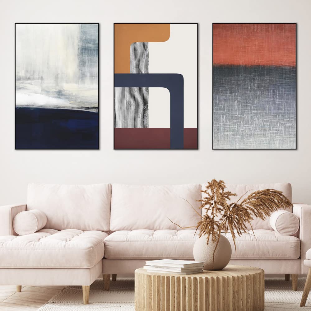 FCHUI Framed Canvas Wall Art Set, Minimalism Abstract Oil Painting Photo Modern Posters Prints Ready to Decor Hanging Living Room Bedroom Bathroom Office Home Wall Decor