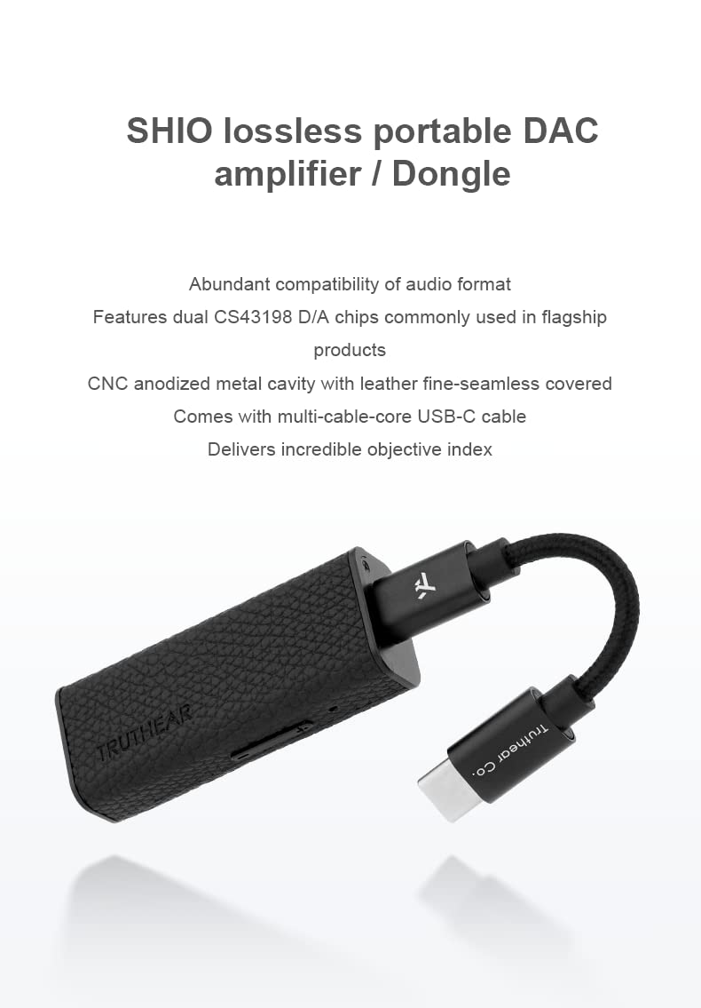 Fanmusic Truthear SHIO Dual CS43198 Lossless Portable DAC Amplifier with USB Type C Port 3.5mm Single-Ended and 4.4mm Balanced Output