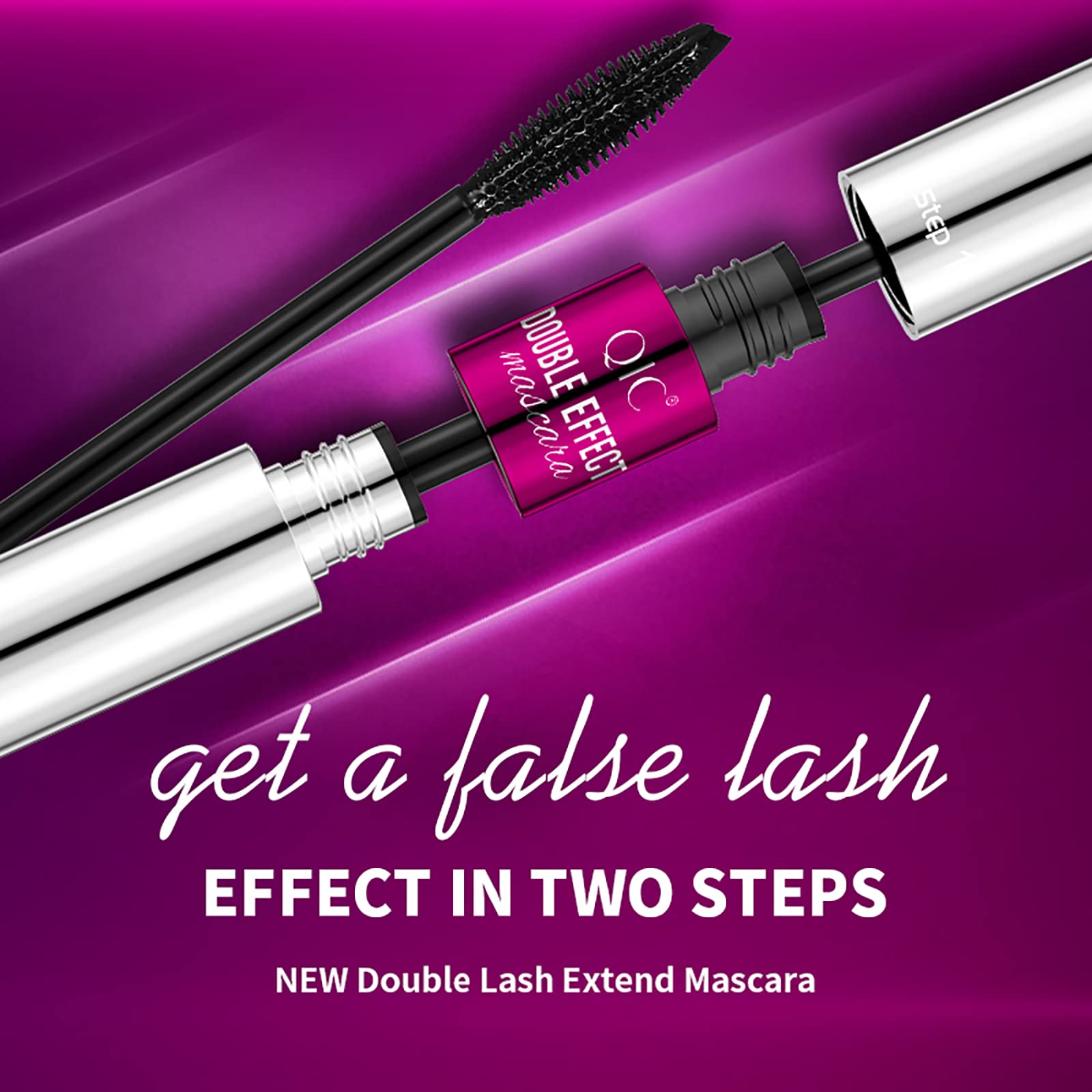 Moakxer 2PCS 4D Silk Fiber Lash Mascara,2 in 1 Mascara,Volume and Length Black Mascara Natural Lengthening And Thickening Effect,Smudge-proof (A)