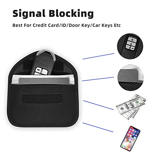Faraday Bag,Car Key Signal Blocker Case,LEOKE Faraday Bag Keyless Entry Fob Guard RFID Signal Blocking Pouch Bag, Antitheft Lock Devices Theft Fob Protector Pouch,WiFi/GSM/LTE/NFC/RF Blocker(2 Packs)