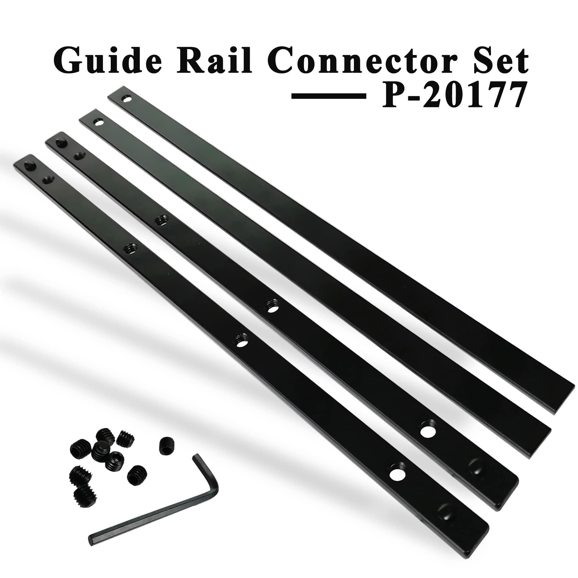 Guide Rail Connector Set P-20177 for Makita Track Saw Long Cuts, Also Compatible with Festool, Fit for DeWalt in Integrated Guide Rail T-Slots for Secure Cutting, 4 PCS, Black