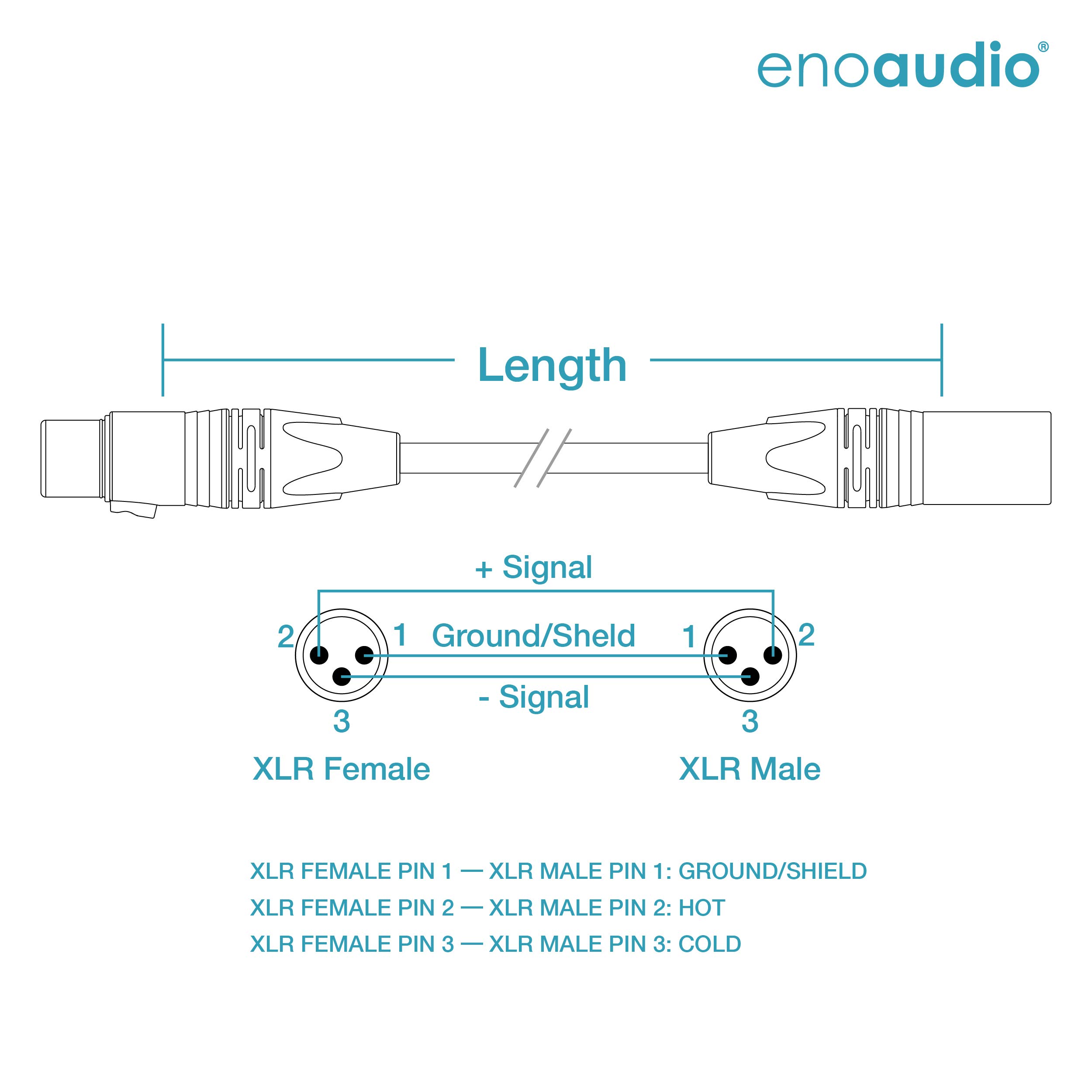enoaudio Mogami 2534 Quad Pair (L,R) Cable | Neutrik XLR Female - XLR Male | HiFi - 16.40 ft / 5.0 m