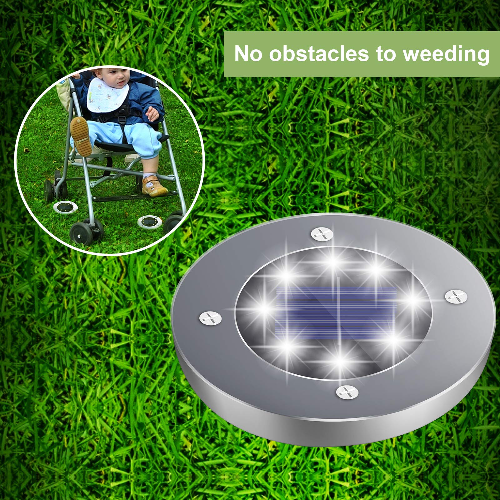 DUUDO Solar Ground Lights 12 Pack - 8 Led Solar Outdoor Lights Decorative Warterproof for Pathway Patio Walkway Lawn Outdoor Solar Lights