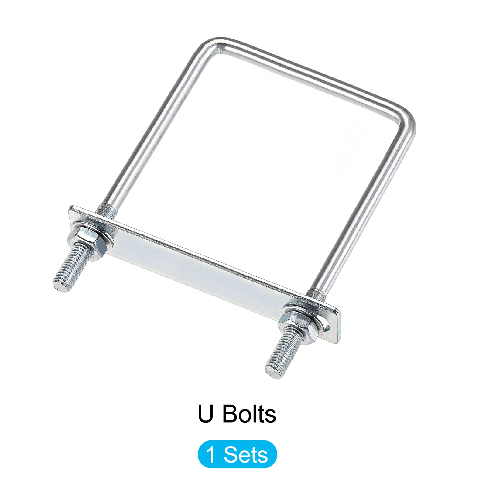 METALLIXITY U Bolts (M8x80x130mm), Square U Bolt Carbon Steel with Accessories - for Construction, Pipe
