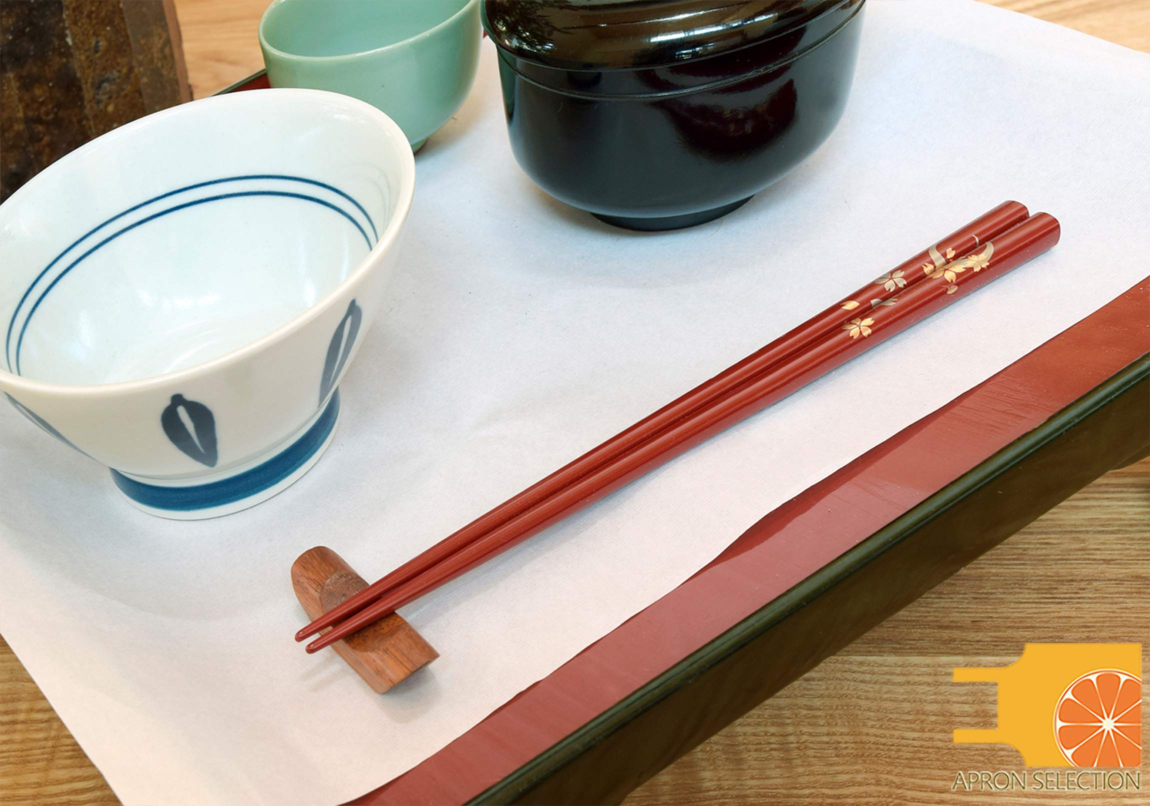 Hashimoto-Kousaku Sikkiten Japanese Natural Lacquered Wooden Chopsticks Sakura Collection in Gift Box (Yoisakura, Vermilion)