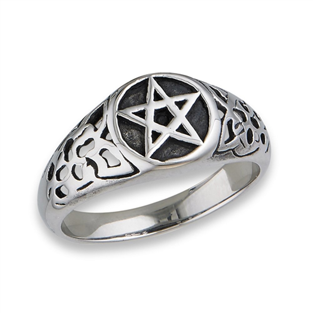 Filigree Pentagram Star Cute Fashion Ring New Stainless Steel Band Size 7