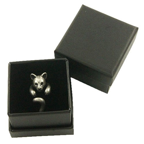 Ellenviva Big Cat Adjustable Animal Wrap Ring Vintage Silver Tone