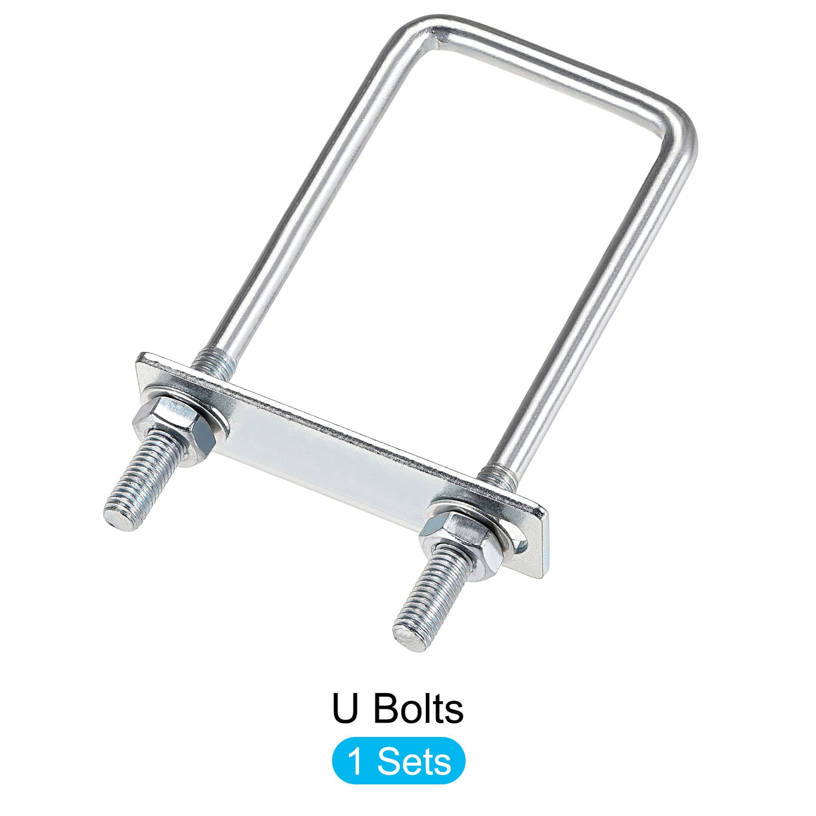 METALLIXITY U Bolts (M8x50x150mm), Square U Bolt Carbon Steel with Accessories - for Construction, Pipe