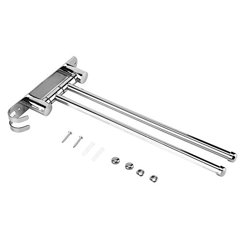 Oumefar Towel Rack, Wall Mounted Towels Rail Rust Resistant Easy To Install 304 Stainless Steel for with Hook for Bathroom(Two shots) Plumbingfixtures