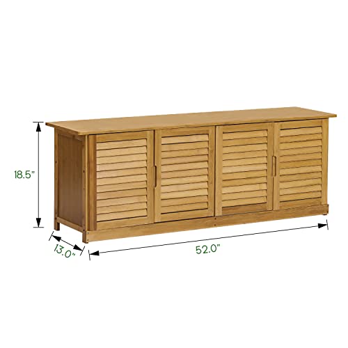 MoNiBloom Bamboo Shoe Cabinet, Bamboo 2 Tier Shoe Shelf Organizer Storage with Shutter Doors for 11-15 Pairs Entryway Hallway Bedroom, Natural