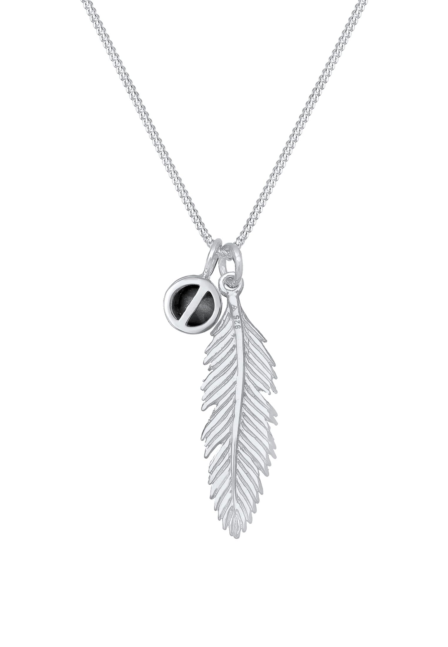 Elli Ladies Feather Pendant Boho with Crystal in 925 Sterling Silver