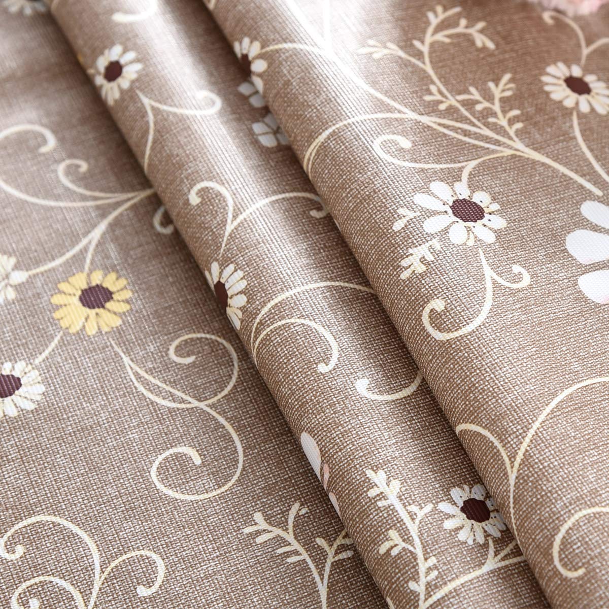 Fall Vinyl Waterproof Tablecloth, Rectangle Plastic PVC Oilcloth Tablecloths Wipeable Table Cloth Cover for 6 Foot Folding Tables, Kitchen, Dining Room Table, Crafting Tan Floral, 54 x 72 Inch