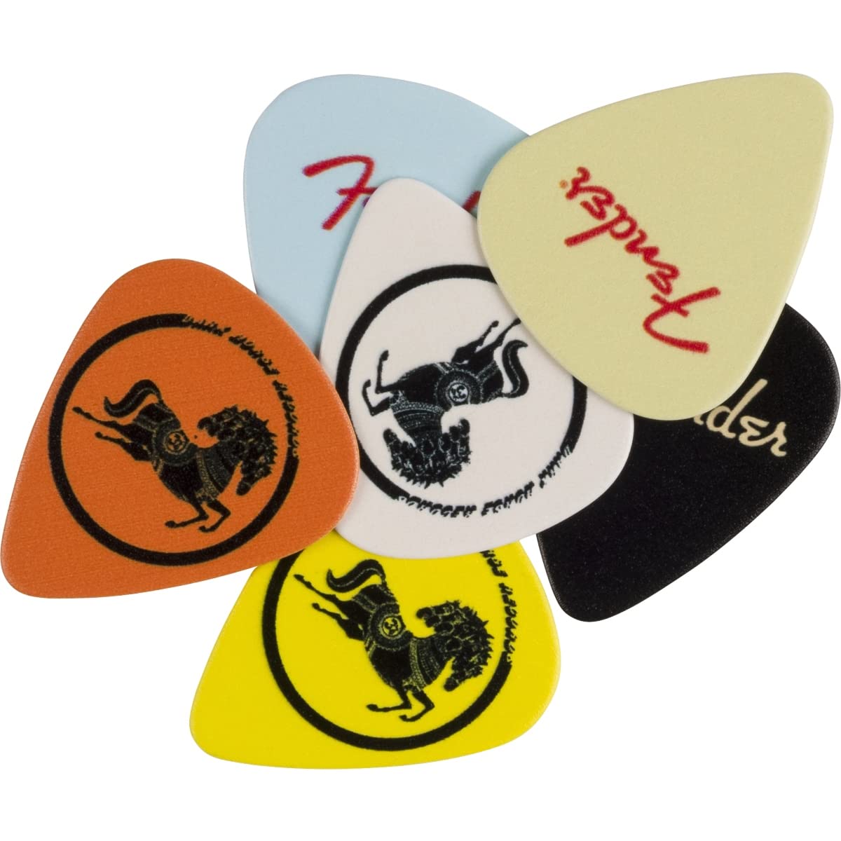 Fender George Harrison Dark Horse Pick Tin, 351 Shape, Medium, 6-Pack