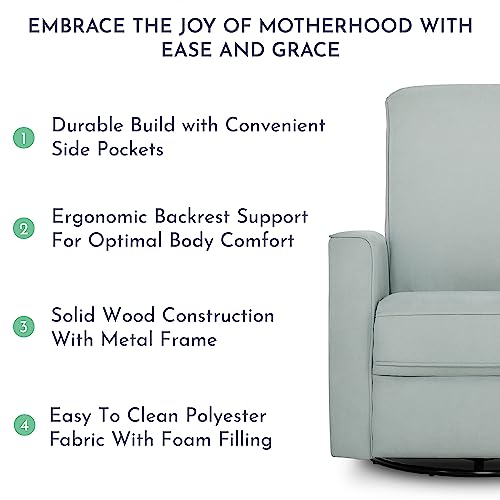 Evolur Raleigh Upholstered Plush Seating Glider Swivel, Recliner, Glider for Nursery in Light Blue, Greenguard Gold Certified, Modern Nursery Recliner, Environmentally Conscious Glider