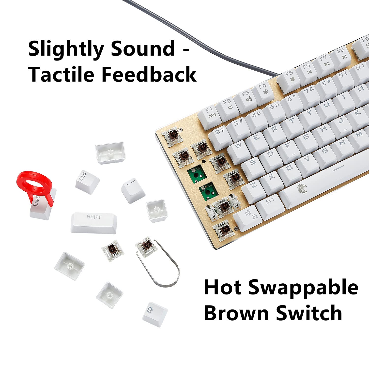 E-YOOSO Z-88 Mechanical Keyboard 81 Keys RGB Backlit with Detachable Type-C Cable, Brown Switch