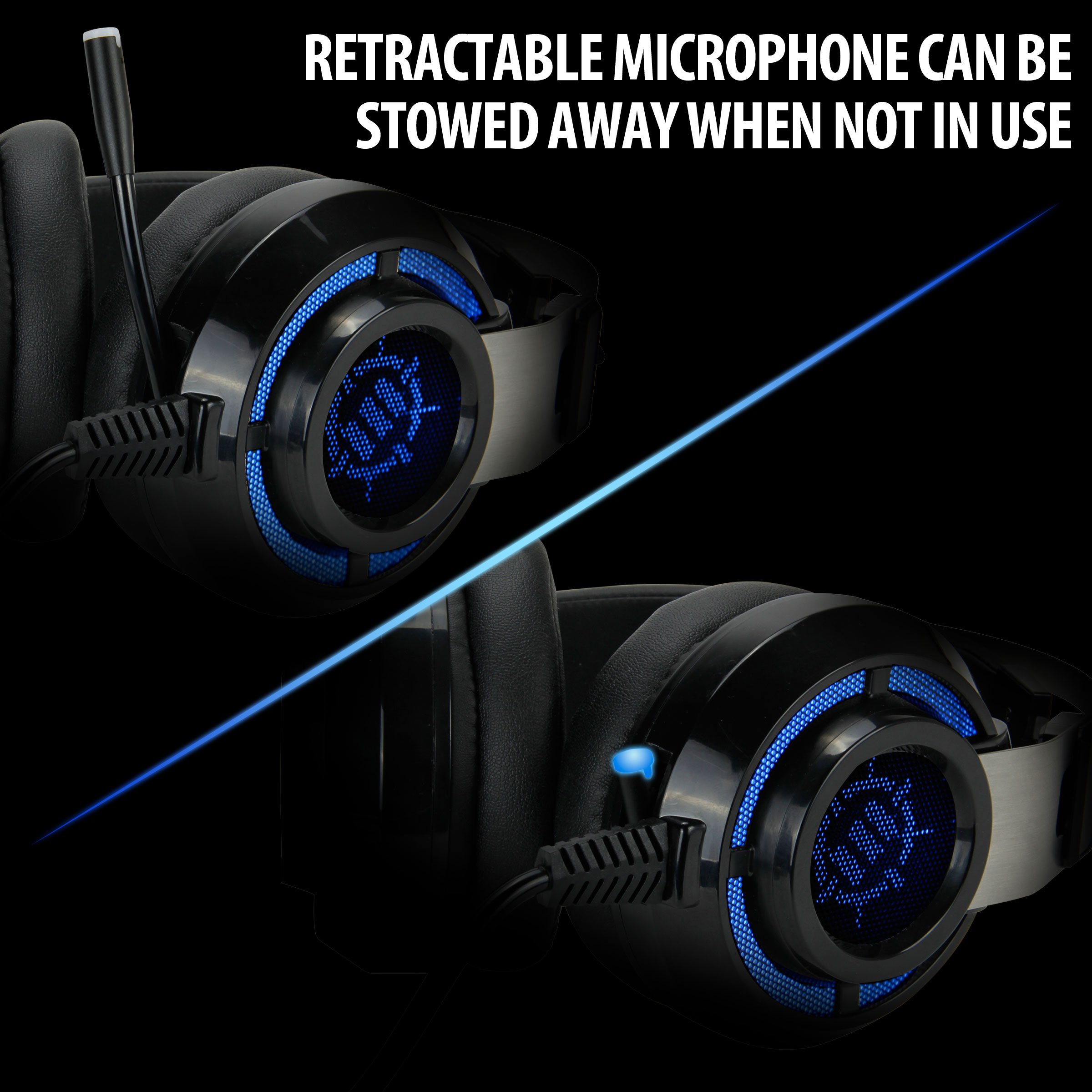 ENHANCE Scoria USB Gaming Headset with Noise Cancelling Mic, 7.1 Surround Sound, Bass Vibration, LED Lighting & In-Line Controls - Gaming Headphones for PC, Laptop, PS5, PS4 - TeamSpeak Certified