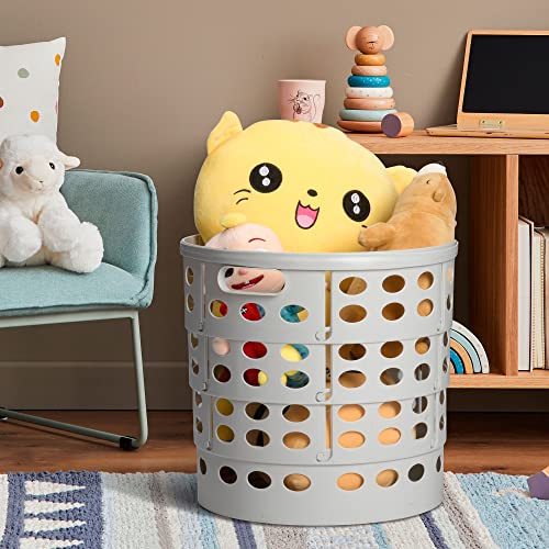 Laundry Basket Collapsible Baby toys Organizer, Foldable Storage Bin, Compact Toy Bins, Baskets for Dirty Clothes, Space Saver for Small Rooms, (1 count) Grey