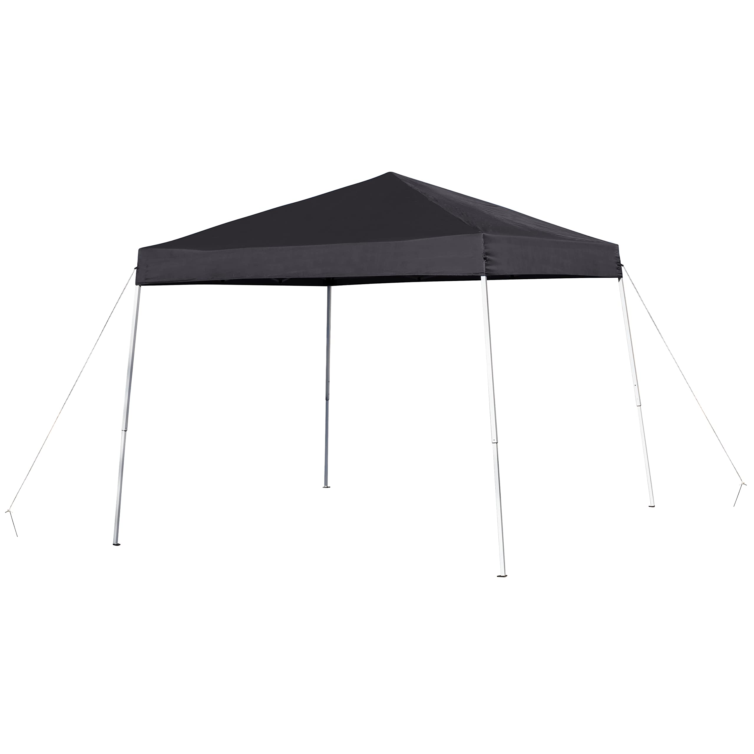 EMMA + OLIVER 8'x8' Black Weather Resistant Easy Pop Up Slanted Leg Canopy Tent with Carry Bag