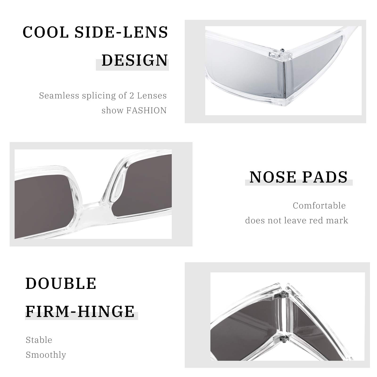 FEISEDY Cool Futuristic Rectangular Sunglasses Cyber Men Women Punk Style Cosplay Sun Glasses B2739