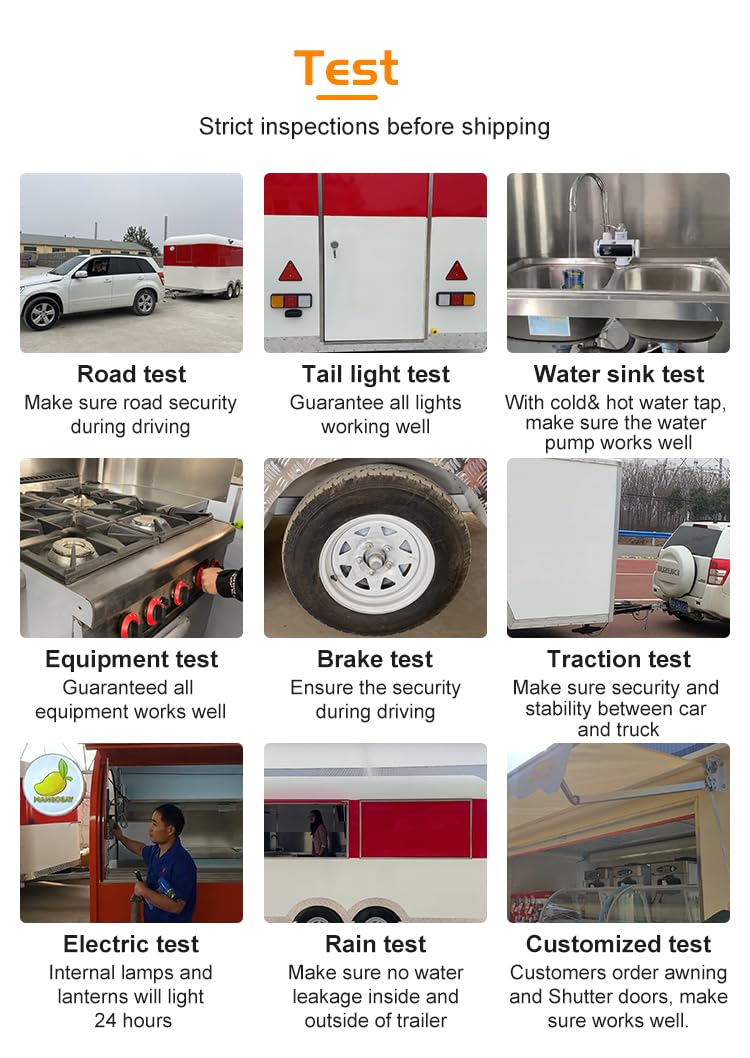 Mobile Food Trailer GL-FS250 Compact Shawarma, Coffee & Street Food Kiosk - 8.2 ft x 6.6 ft, Stainless Steel Work Table, Dual Sink, Water System, Electric Box - Ideal for Outdoor Catering and Events