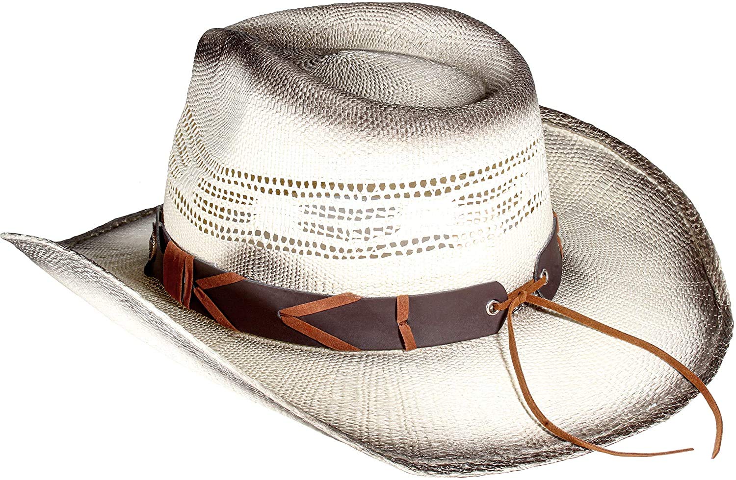 Enimay Western Outback Cowboy Hat Men's Women's Style Straw Felt (Beige/Brown Bullhead)