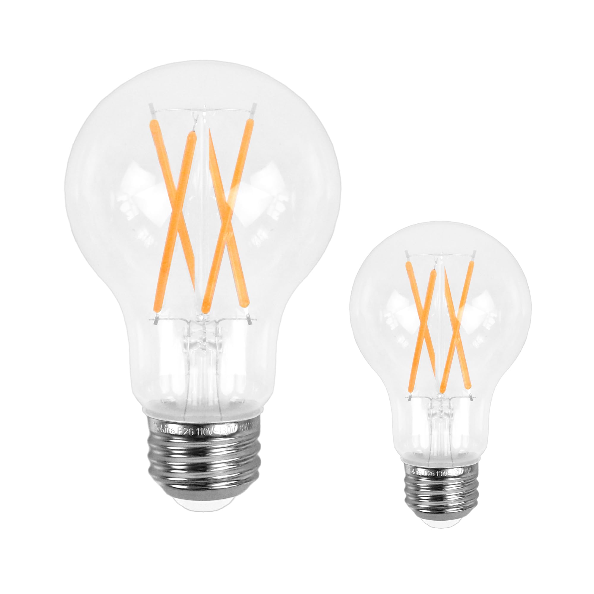 Tokira Retro LED Edison Bulb, E26 8W, Equivalent to 60W, 3000K, Dimmable, Filament Bulb,1200 Lumens, High Brightness Warm White, Transparent Glass, 2 Sets