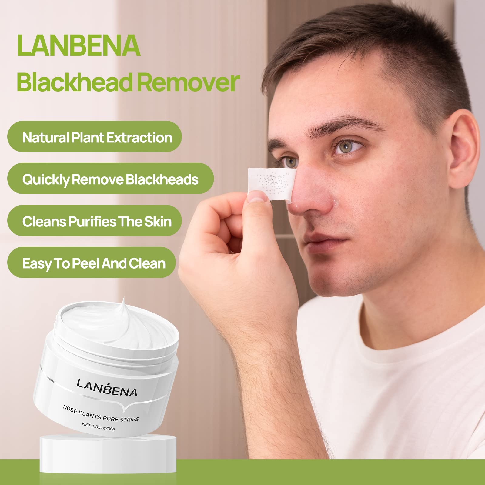 LANBENA Blackhead Remover Peel Off Mask for Face and Nose - 1.05oz. Remove Black Heads Face Black Head Remover Strips.