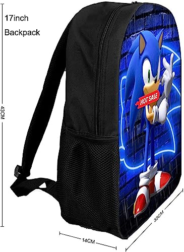 FGJIIFDF Cute Cartoon Anime Backpack for School,3D Print 17 Inch Large Capacity Adjustable Bag for Teens Boys Girls (Blue E)