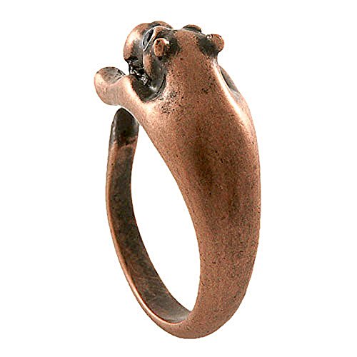 Enhanced Hippo Adjustable Animal Wrap Ring Vintage Bronze Tone