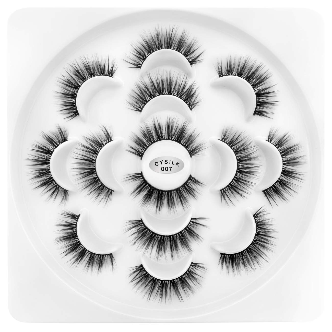 DYSILK 7 Pairs 5D Faux Mink lashes Fluffy Natural Look False Eyelashes Handmade Wispy Soft Fake Eyelashes Long Extension Makeup Reusable Eyelashes