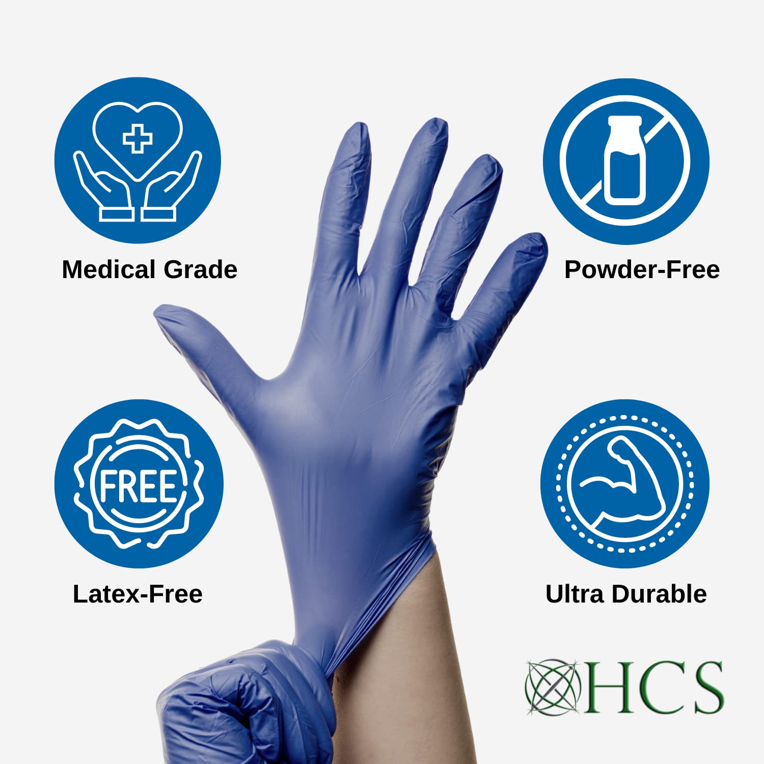 HCS Nitrile Gloves Medium - (250/Box) Low Dermatitis, Non-Latex Medical Gloves - Fentanyl & Chemo Protection - Rubber Gloves Disposable