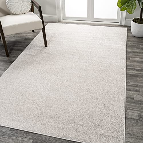JONATHAN Y SEU100D-4 Haze Solid Low-Pile Indoor Area-Rug Casual Contemporary Solid Traditional Easy -Cleaning Bedroom Kitchen Living Room Non Shedding, 4 ft x 6 ft, Ivory