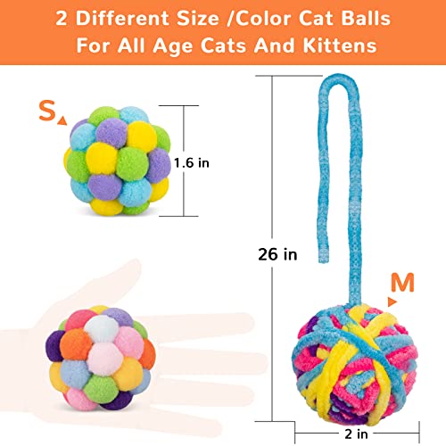 Retro Shaw Woolen Cat Toy Balls with Bell and Fuzzy Balls, Interactive Toys for Indoor Cats and Kittens, Chew Toys, 6 Pack