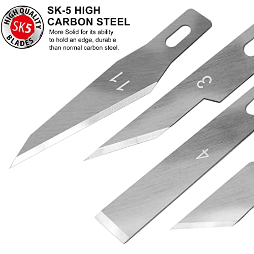 HAUTMEC 14 in 1 Hobby Knife Craft Knife Set SK5 for DIY Art Work Cutting - 1 Handles and 13 Spare Blades with Storage Case for Craft, Hobby, Carving, Art Modeling and Scrapbooking HT0109-HK