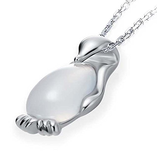 findout Sterling Silver Penguin Opal Pendant Necklace + Earrings Set, with 18 in Curb Chain(1733)