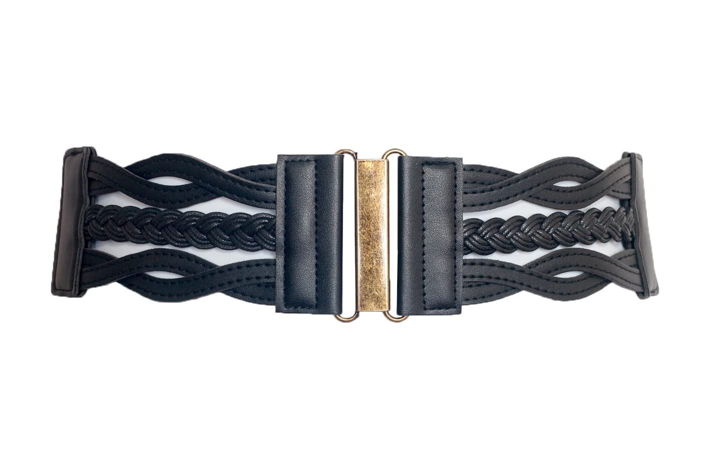 eVogues Women's Braided Elastic Leatherette Fashion Belt Wine - One Size Junior