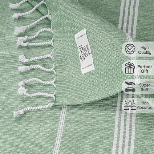 EPHESUS TOWELS Turkish Beach Towel - 38x70 inch - Sultan Design - Cotton Polyester Blend (Plum Green, Pack of 1)