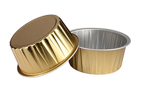 KEISEN 3 2/5" 4oz 120ml 100/PK Disposable Aluminum Foil Cups for Muffin Cupcake Baking Bake Utility Ramekin Cup gold