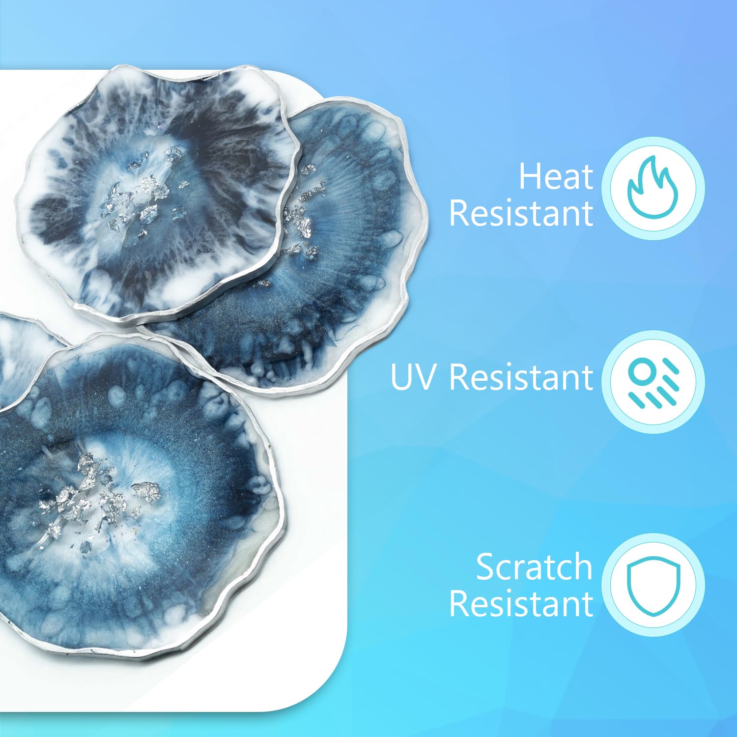 Epoxy Resin 32 oz, Crystal Clear Epoxy Resin Non Yellowing, Self Leveling with High Gloss, UV & Heat Resistant, Clear Resin Set for Jewelry Making, Art, Craft, River Tables, Beginner Friendly
