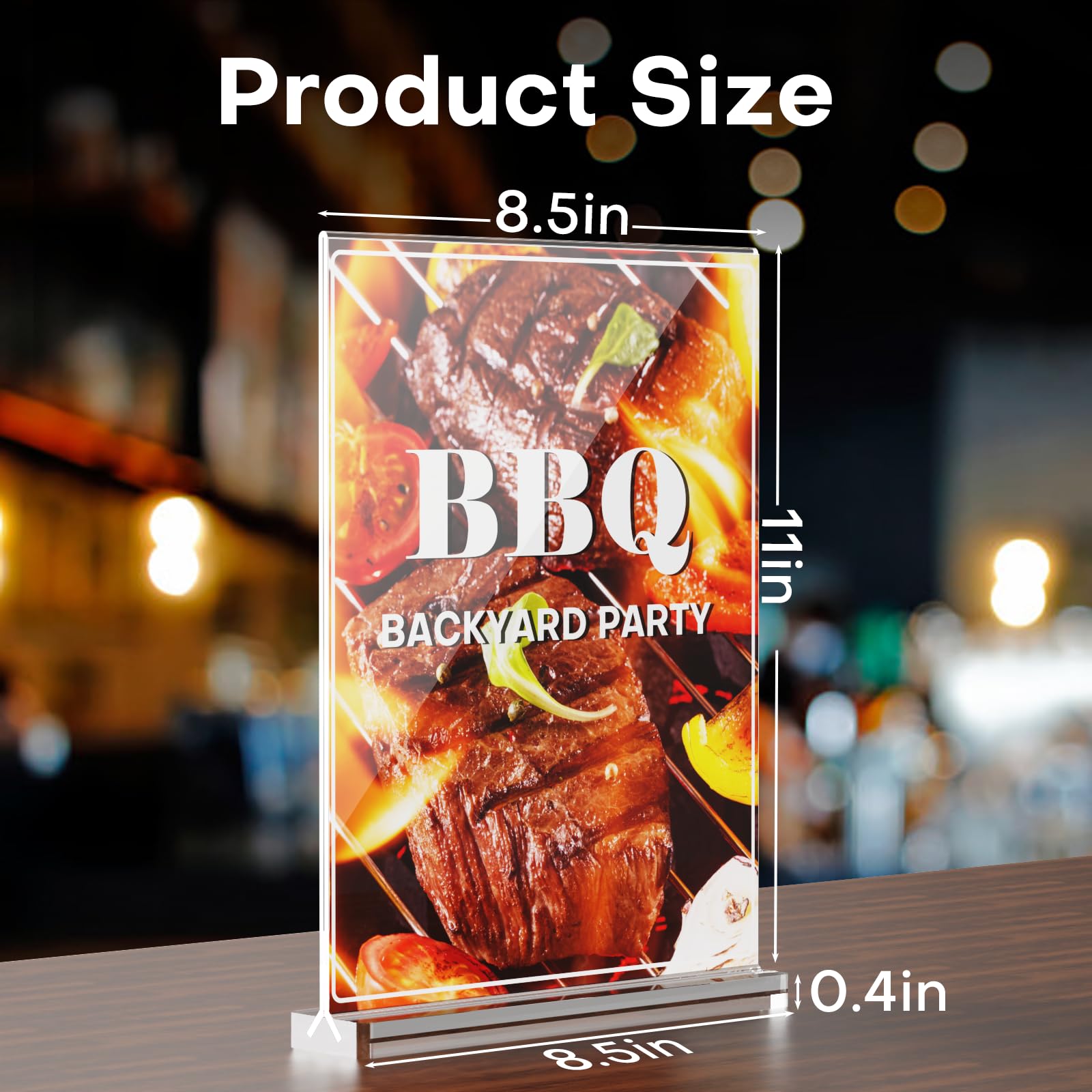 evizen Acrylic Sign Holder 8.5 x 11, Sign Holder Clear Vertical 6 Pack, Menu Plastic Sign Holder Standing Paper Stand Display Stand for Office, Restaurant, Store, Party Wedding