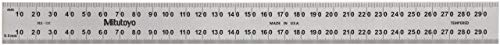 Mitutoyo 182-131, Steel Rule, 300mm (1mm, 0.5mm, 1mm, 0.5mm), 3/64" Thick X 25mm Wide, Satin Chrome Finish Tempered Stainless Steel