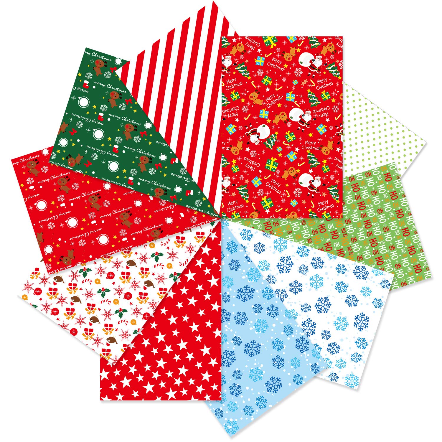 FEPITO 60 Sheets Christmas Pattern Paper Set, 14 x 21cm Decorative Paper for Card Making Scrapbook decoration, 10 Designs