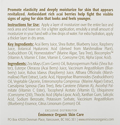 Eminence Organic Skincare Firm Skin Acai Moisturizer with Hyaluronic Acid, 2 Fluid Ounce (2254/Em)